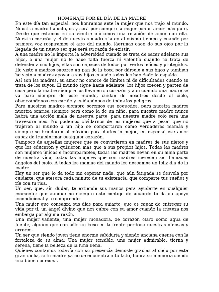 Homenaje Por El Día de La Madre | PDF
