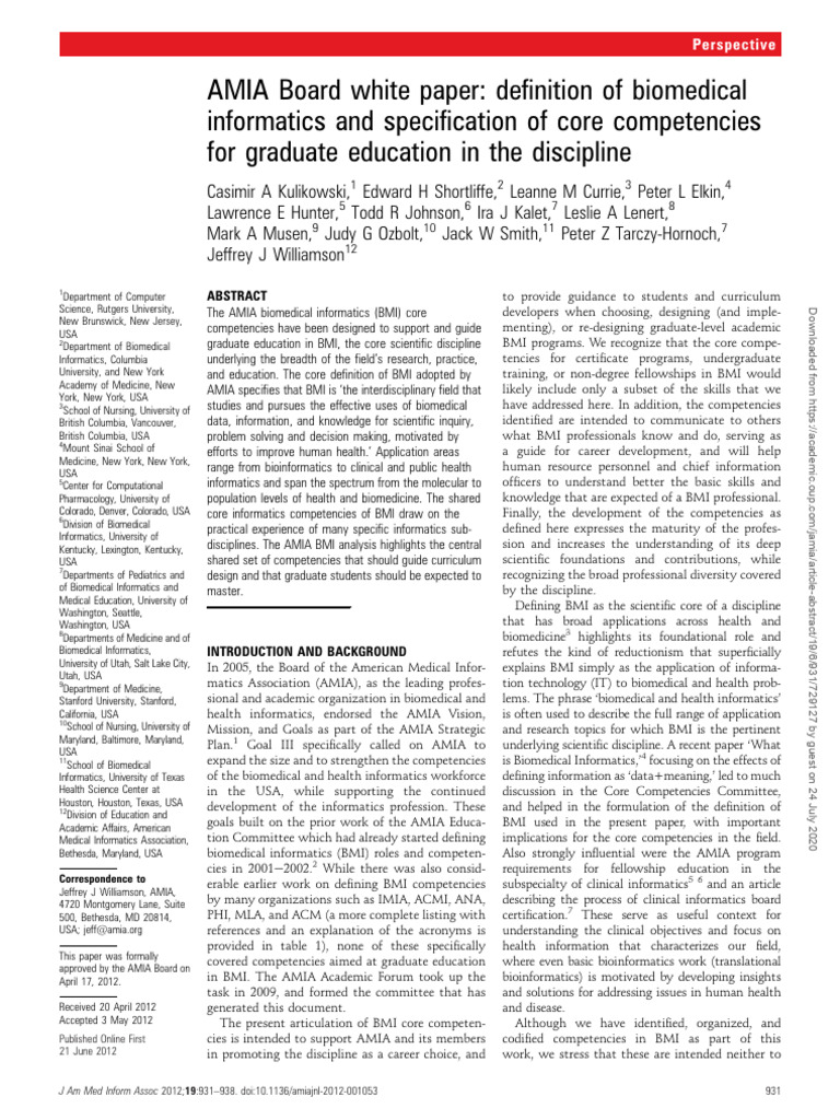 AMIA Board White Paper | PDF