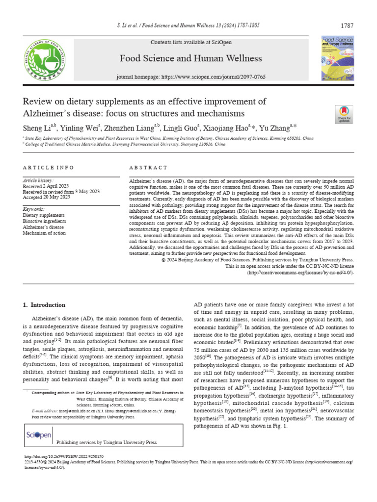 Suplementos Nutricionales en Alzheimer | PDF