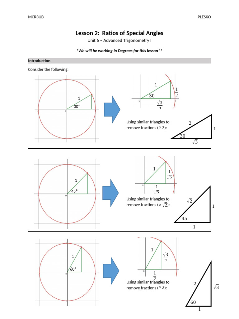 L2 - Ratios of Special Angles | PDF