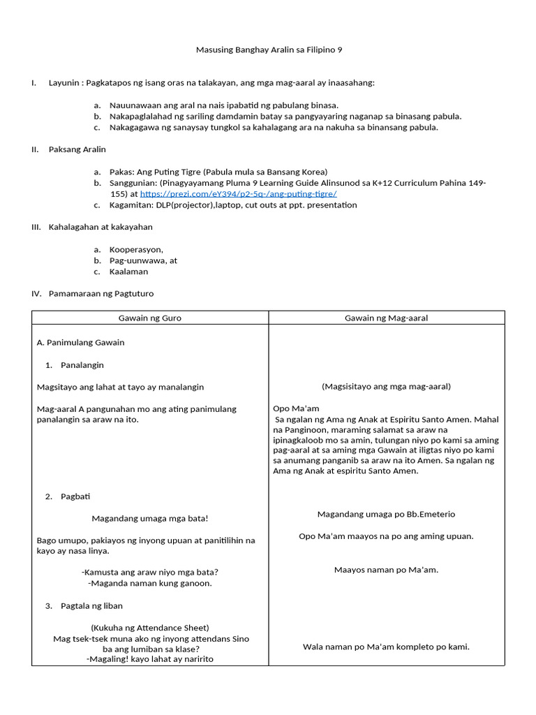 Pabula Filipino 9 JHS | PDF