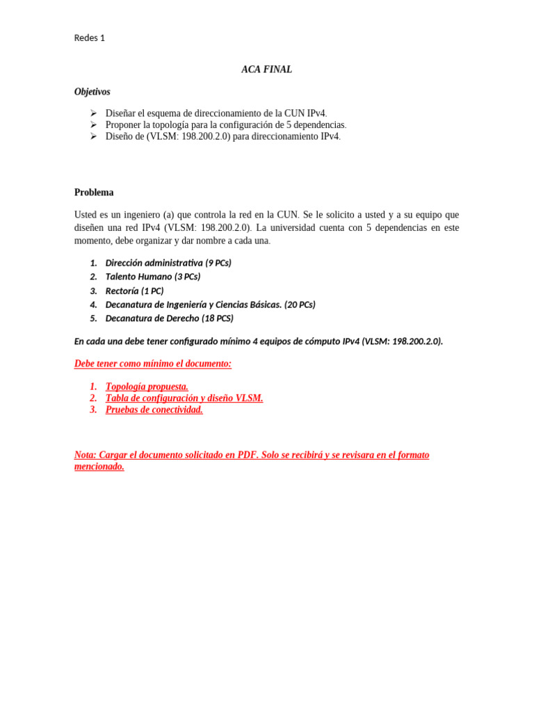 Aca Final Redes 1 | PDF