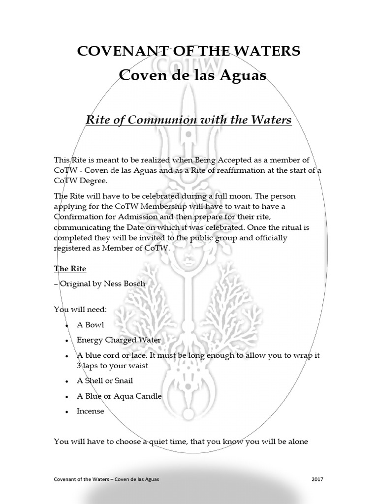 Communion Rite With The Waters CoTW | PDF