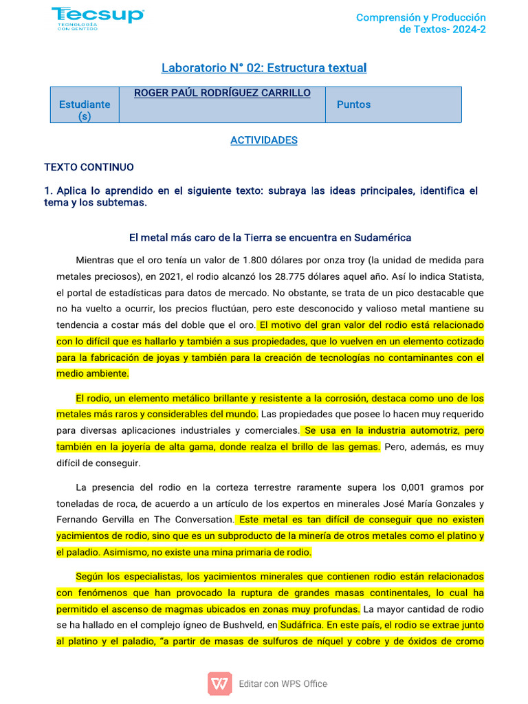 Lab 2 - Estructura Textual | PDF