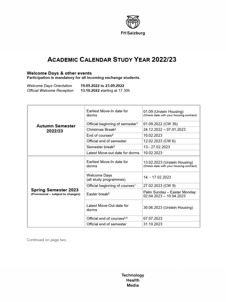Academic Calendar 2022 23 | PDF