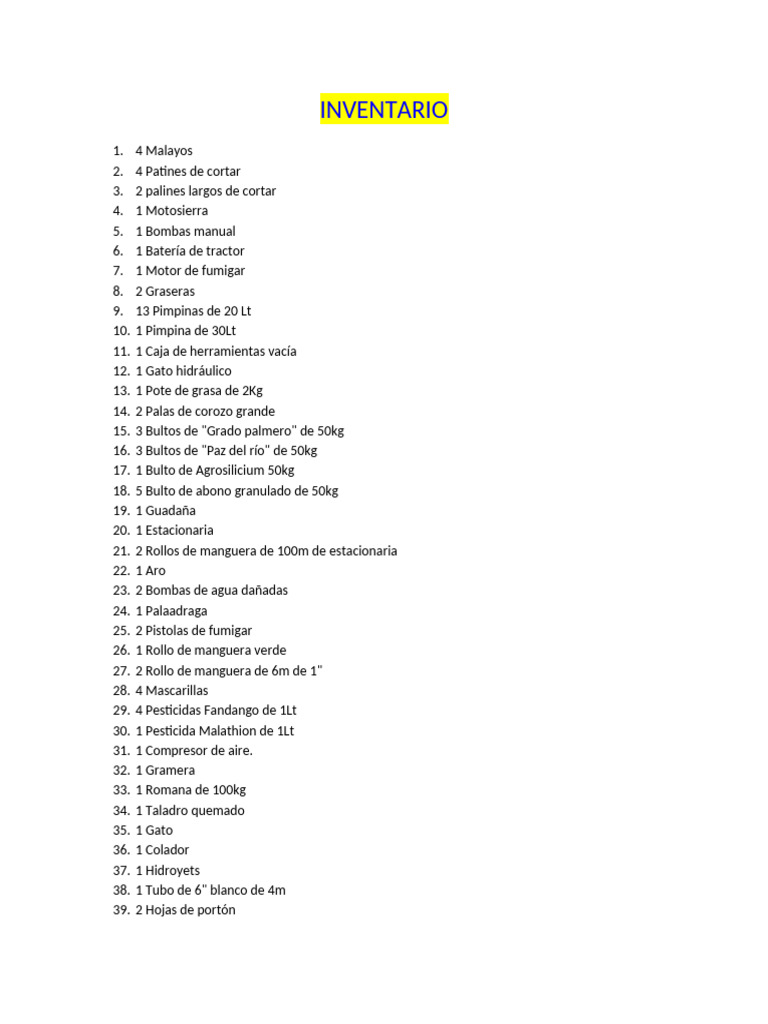 Inventario BTV | PDF