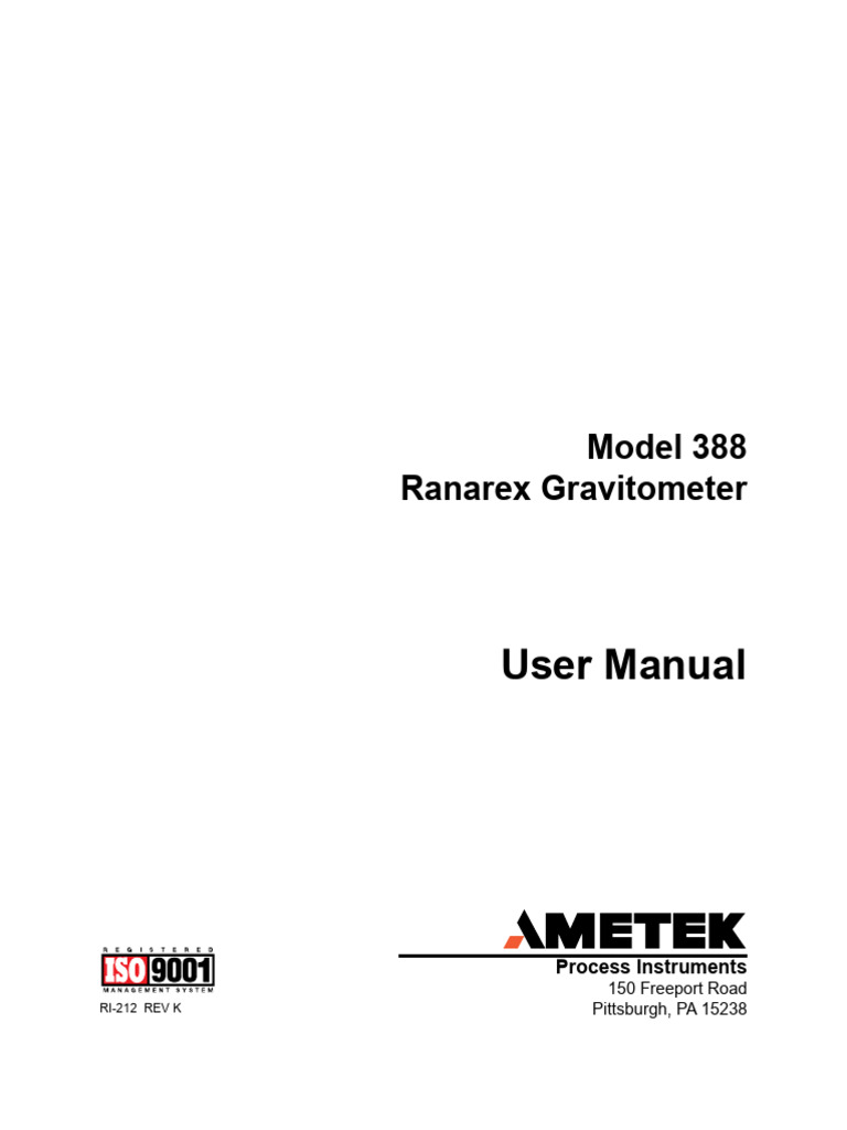 Ri 212 Ranarex Gravitometer User Manual Rev K | PDF | Gases ...