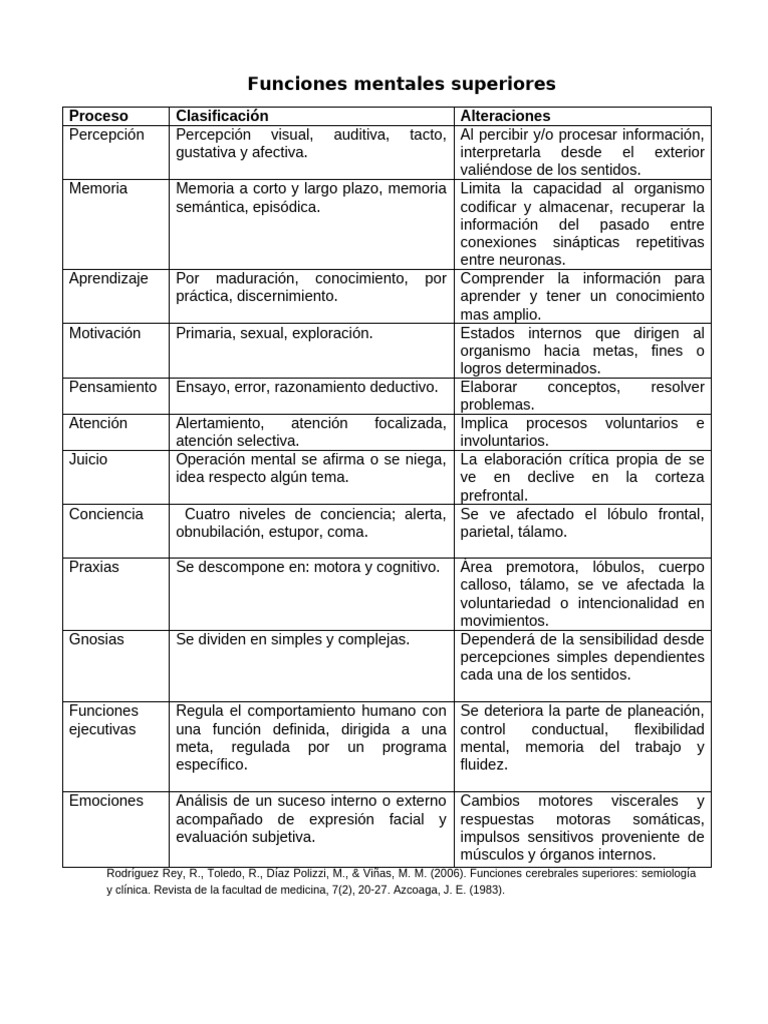 Funciones Mentales Superiores | PDF | Memoria | Relaciones personales, crianza y desarrollo personal