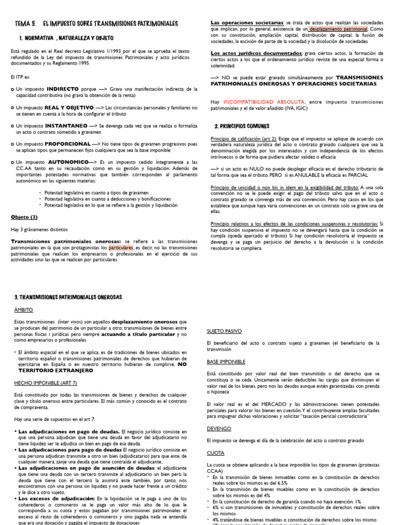 Esquema tributario tema 5 | PDF