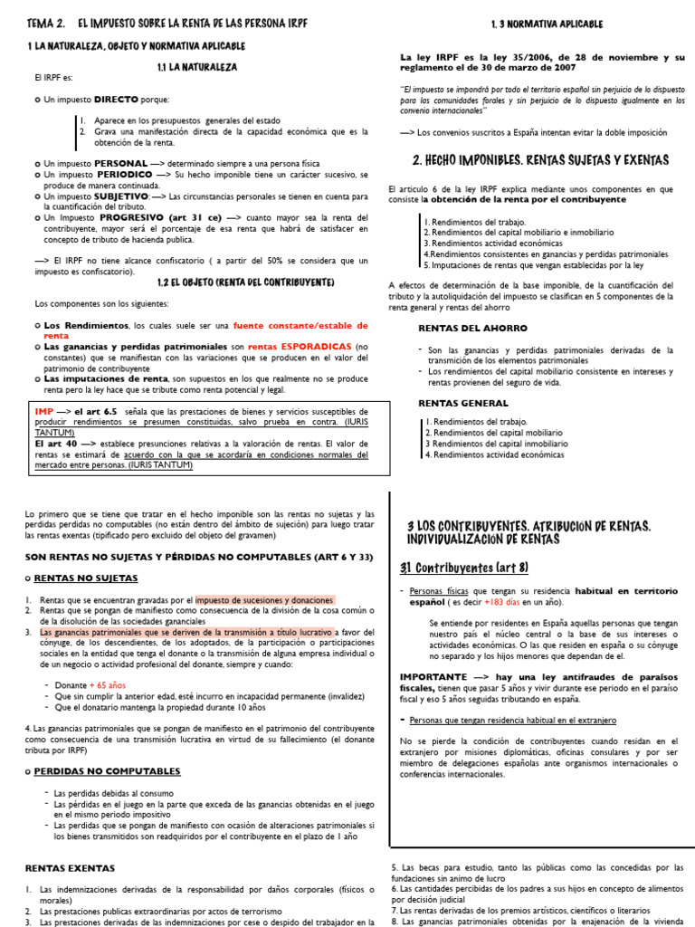Esquema Derecho Tributario Tema 2 | PDF