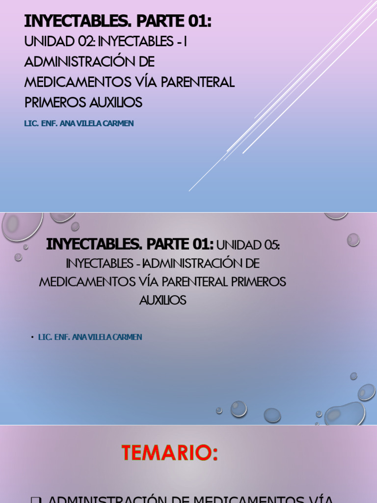 Inyectables - Sucutanea y Intradermica | PDF