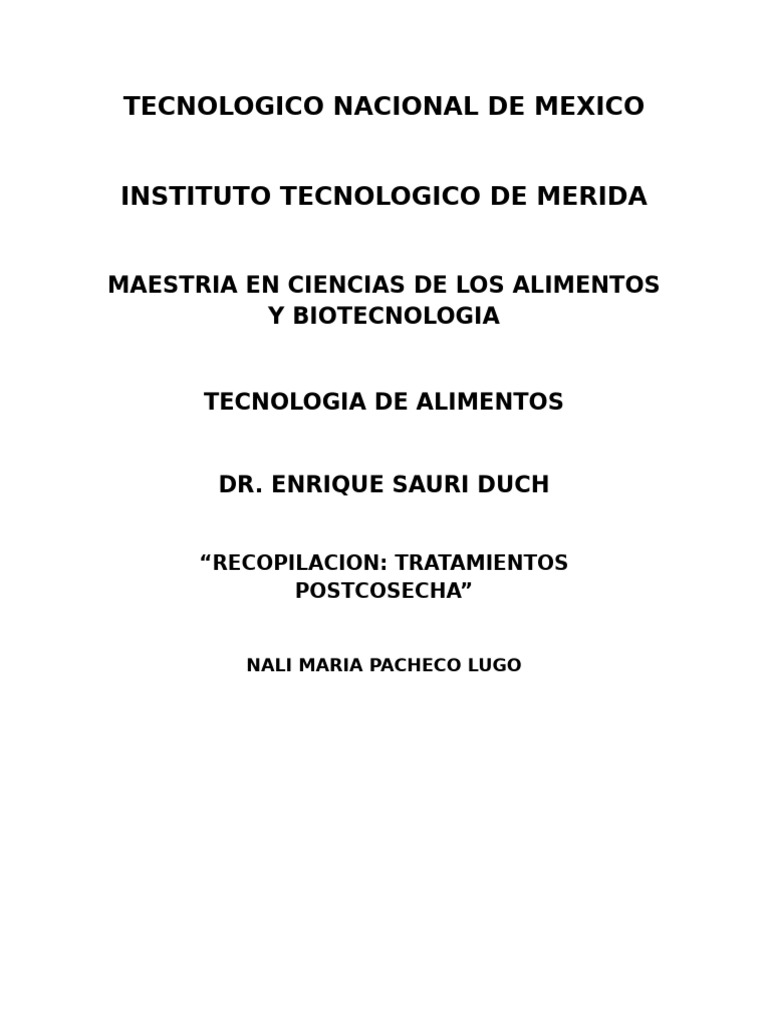 Recopilacion. Tratamientos Postcosecha | PDF