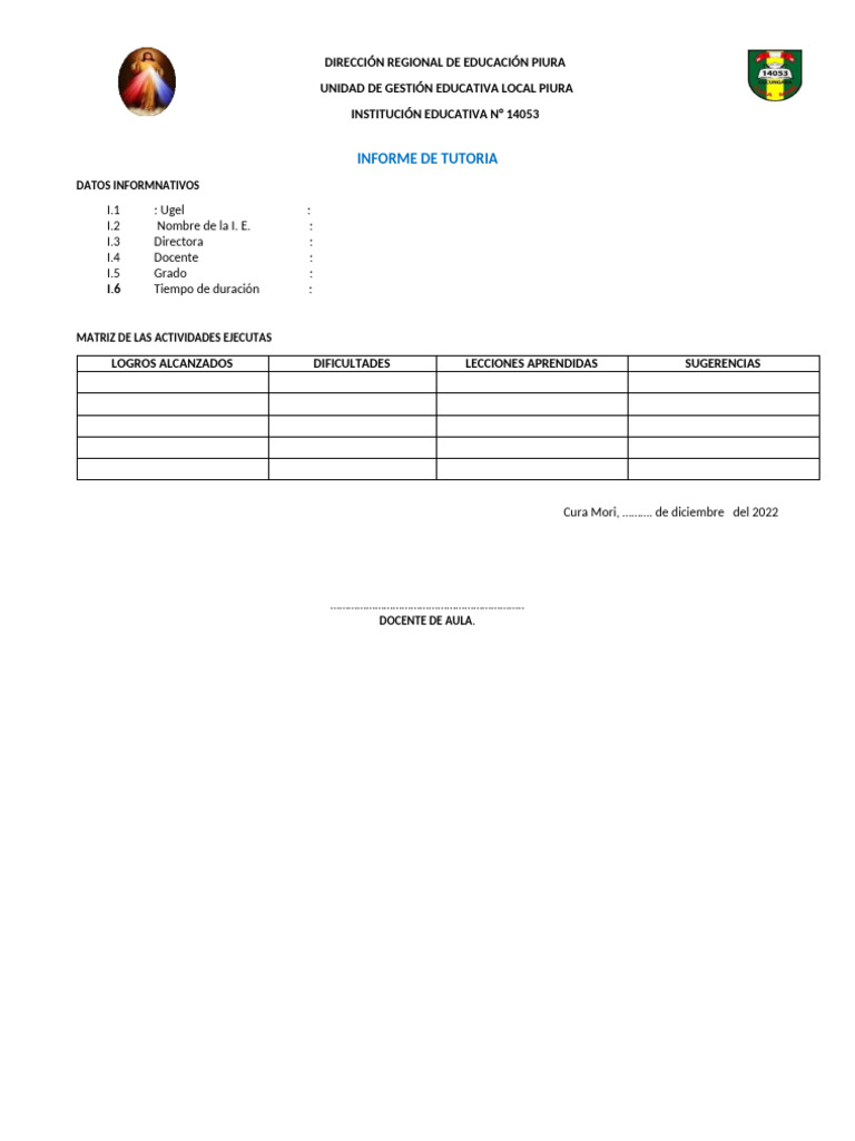 INFORME DE TUTORIA | PDF