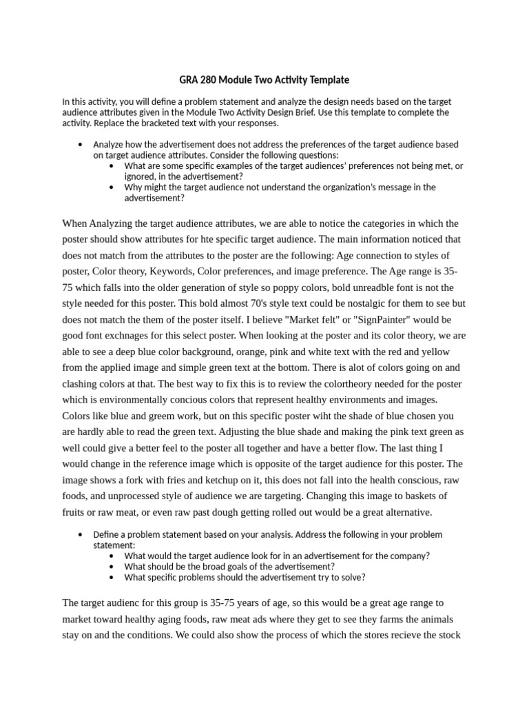 GRA 280 Module Two Activity | PDF