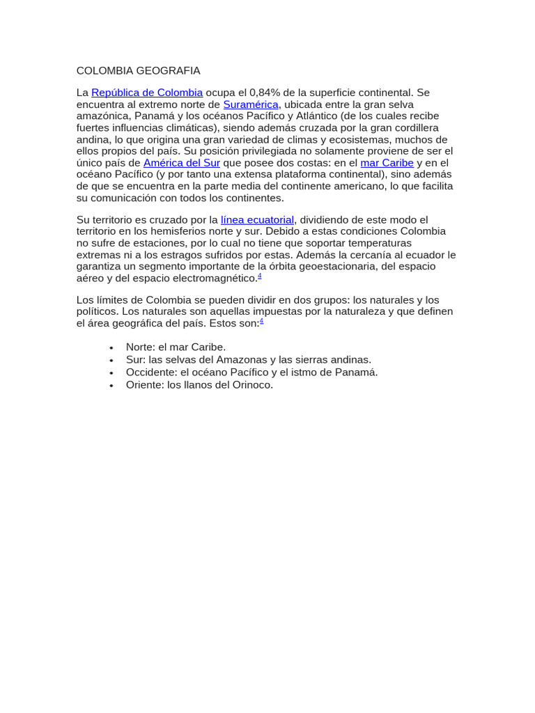 Colombia Geografia | PDF