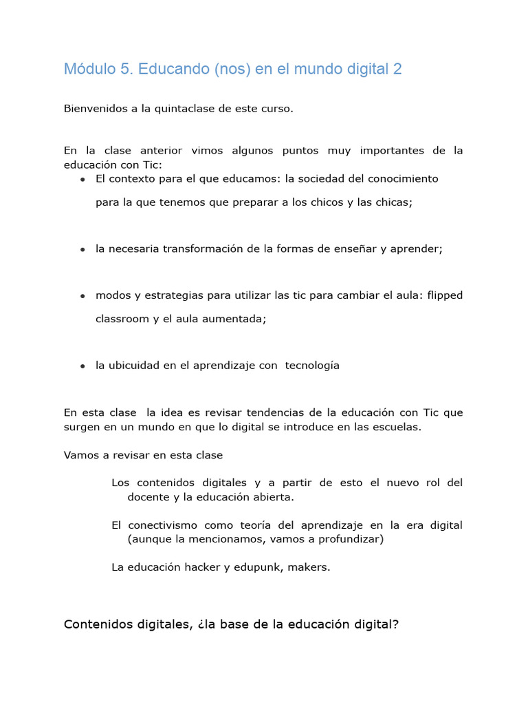 Módulo 5. Educando (Nos) en El Mundo Digital 2 Sagol 2023 | PDF