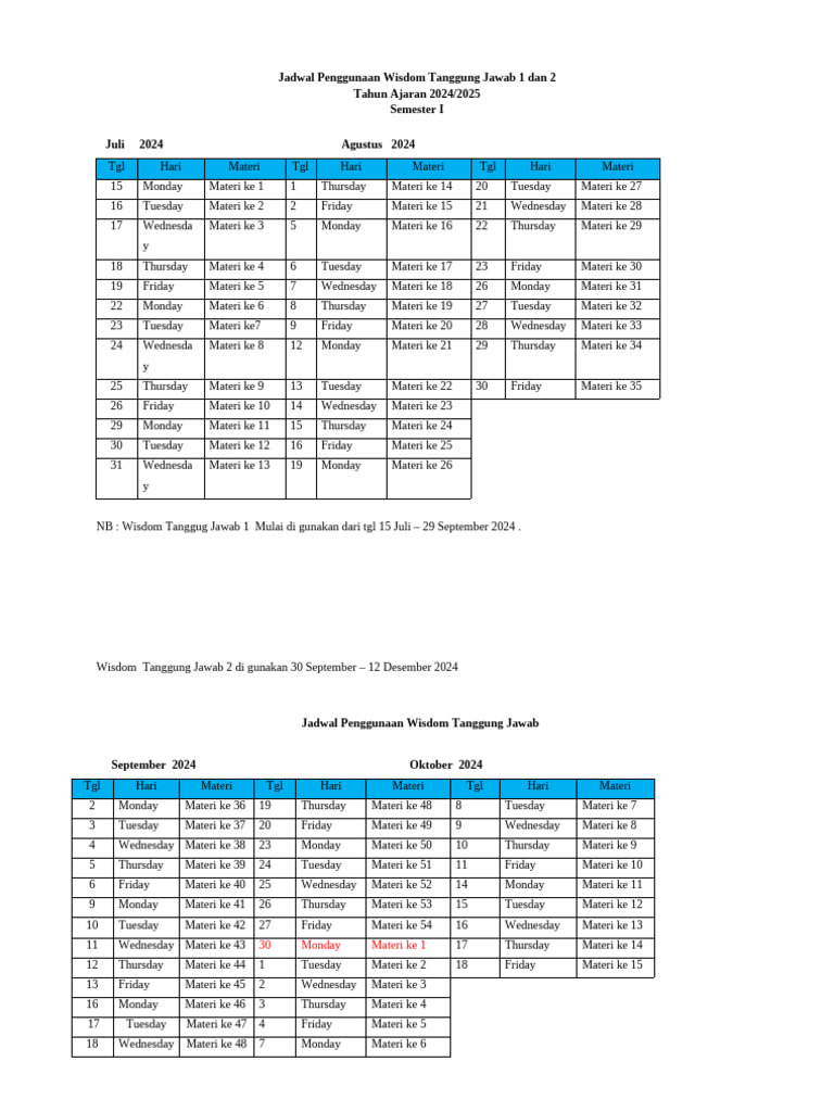 Jadwal | PDF