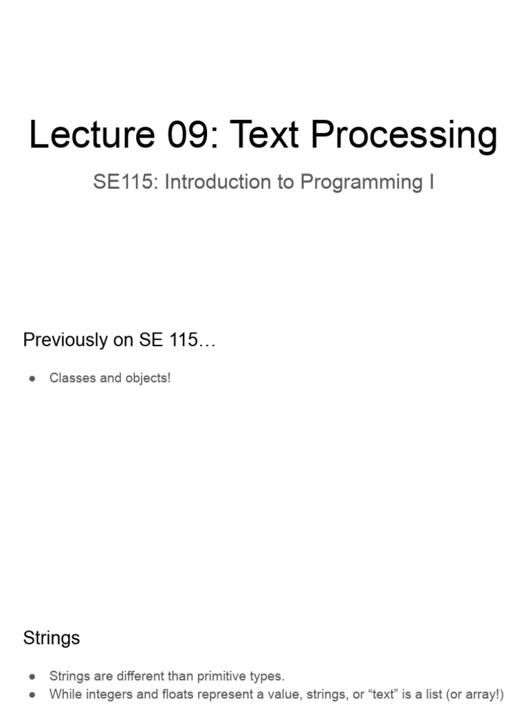 Lecture 09 Text Processing | PDF