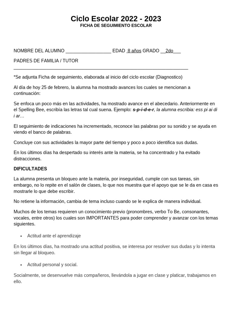 Ejemplo Ficha de 2do | PDF