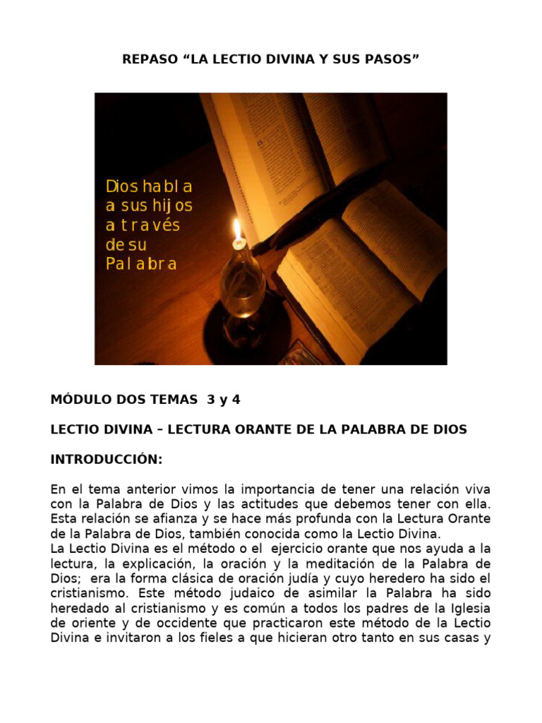 REPASO MÓDULO 2 TEMA 3 y 4 LECTIO DIVINA | PDF