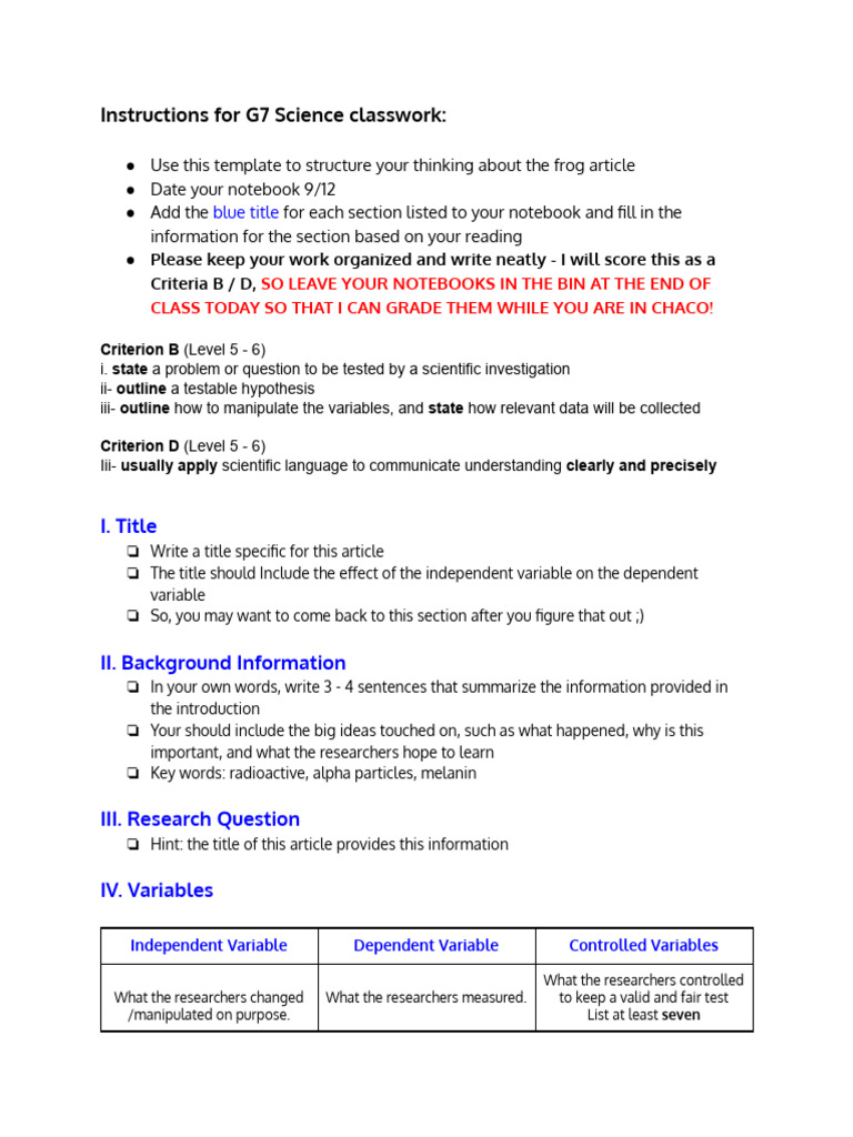 Chernobyl Frogs Lab Report Template | PDF
