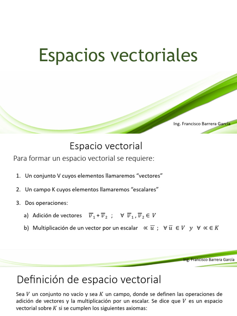 Espacios Vectoriales | PDF | Espacio vectorial | Base (álgebra lineal)