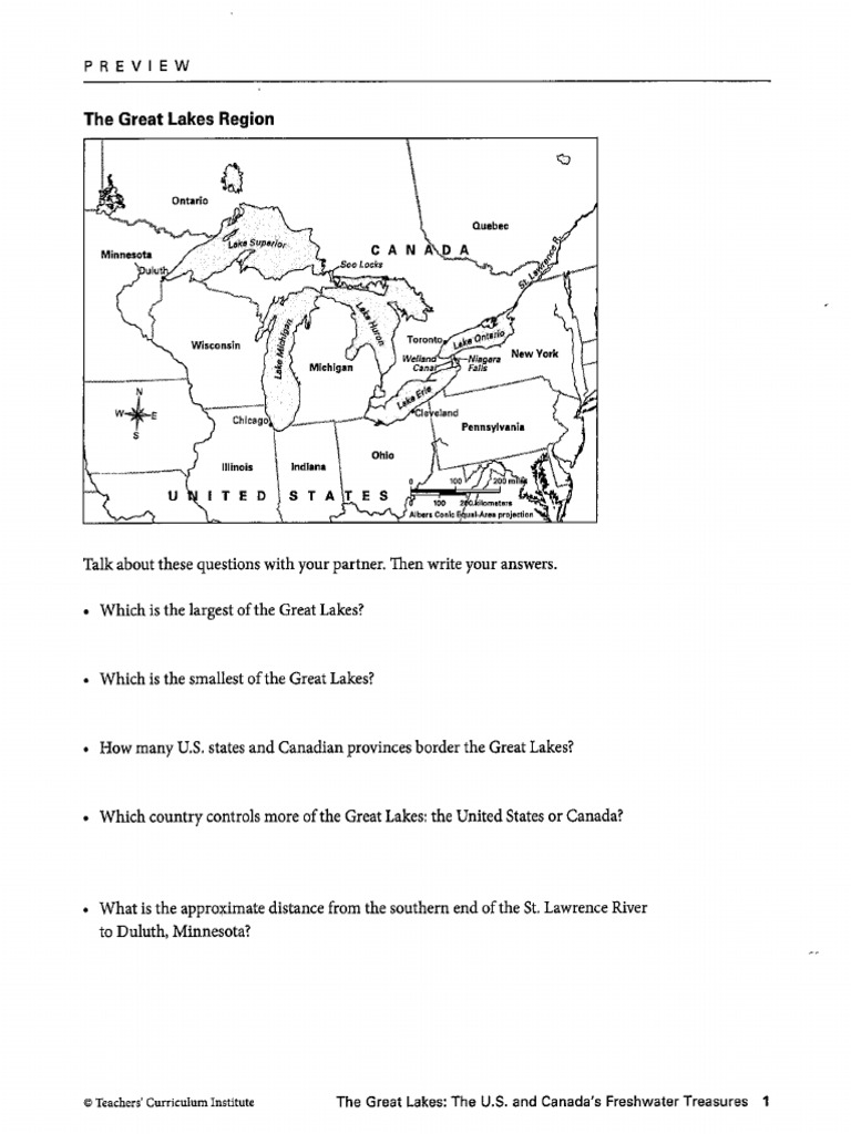 Great Lakes Region Mapping Activity | PDF