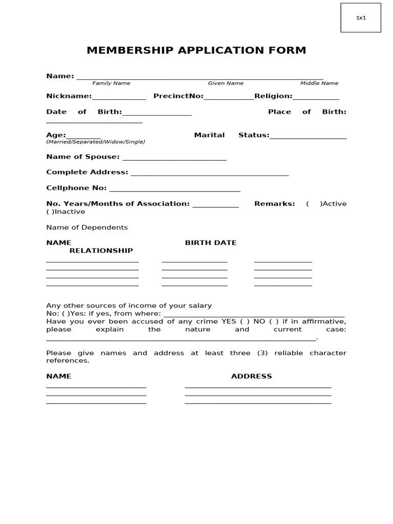 Membership Application Form | PDF