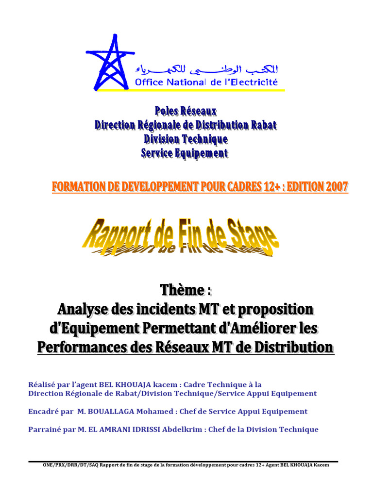FD 08 - Analyse Des Incidents MT Et Proposition D'équipements D'amélioration Du Réseau | PDF