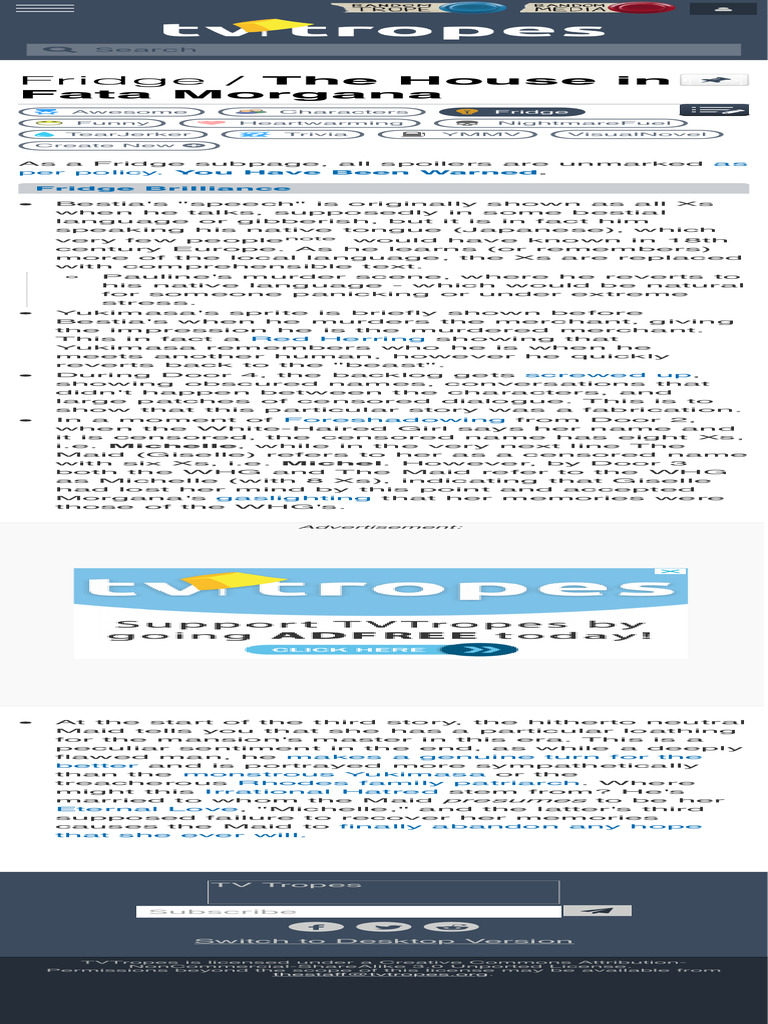 The House in Fata Morgana Fridge - TV Tropes | PDF | Young Adult ...