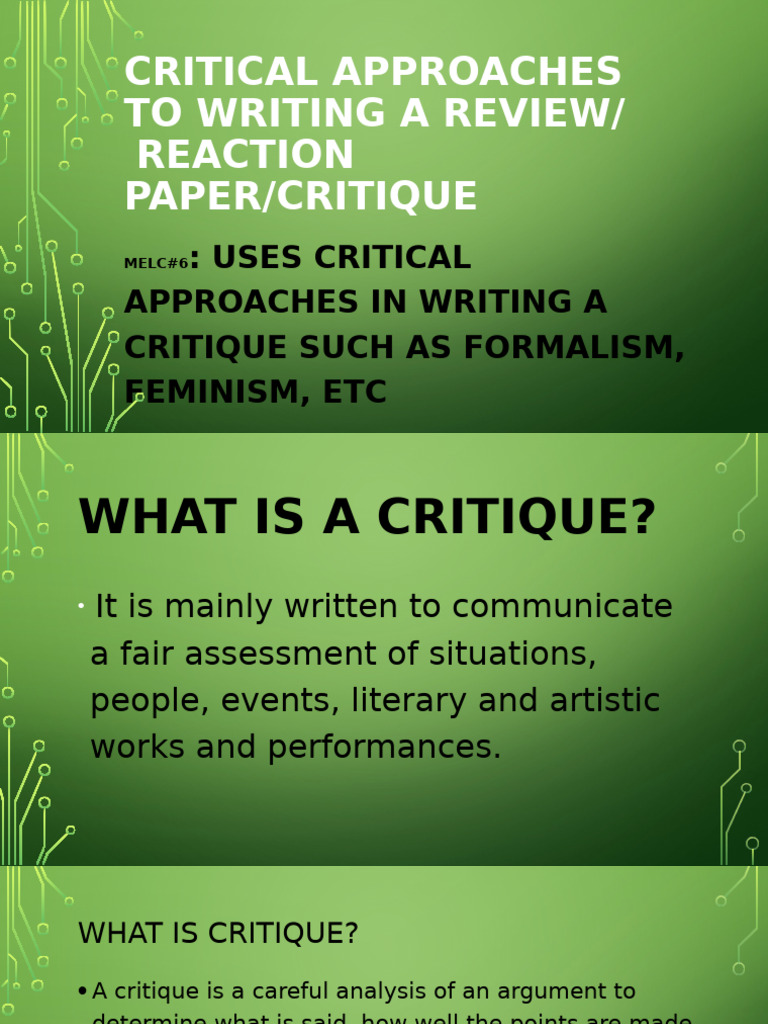 Critical Approaches To Writing A Review v2 | PDF