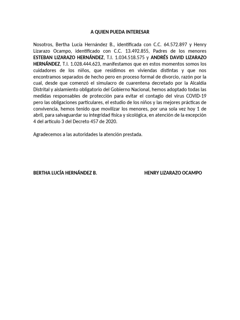 A Quien Pueda Interesar | PDF