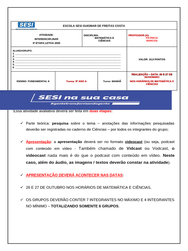 trabalho de ciencias e matematica | PDF