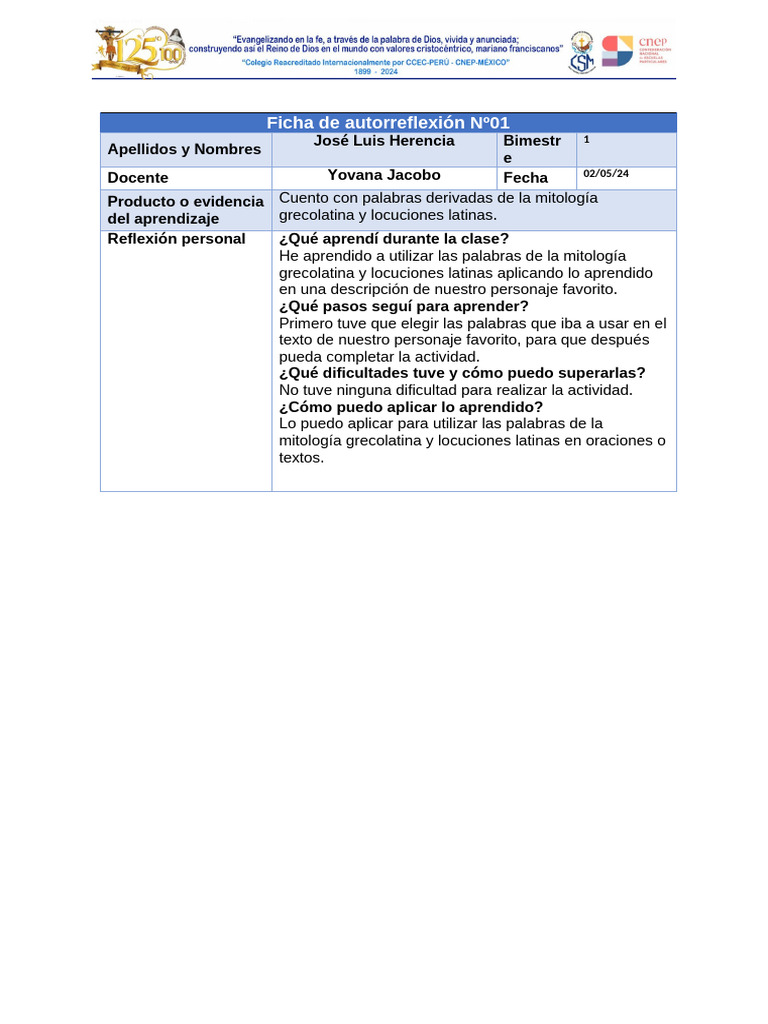 2024 Ficha de Autorreflexión-Rv | PDF