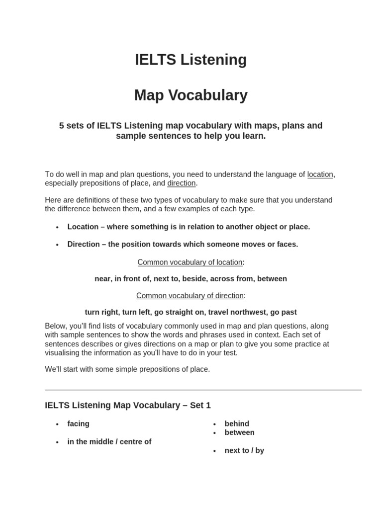 IELTS Listening Vocab Maps | PDF