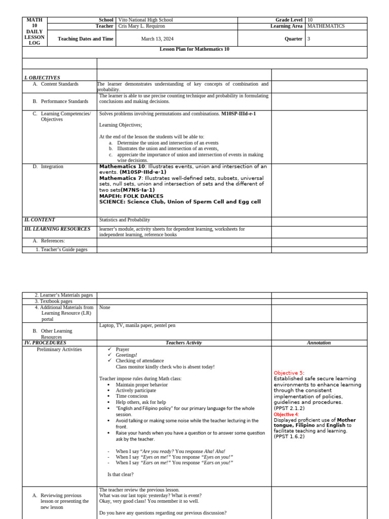 COT3 Union and Intersection LP | PDF | Learning | Career & Growth
