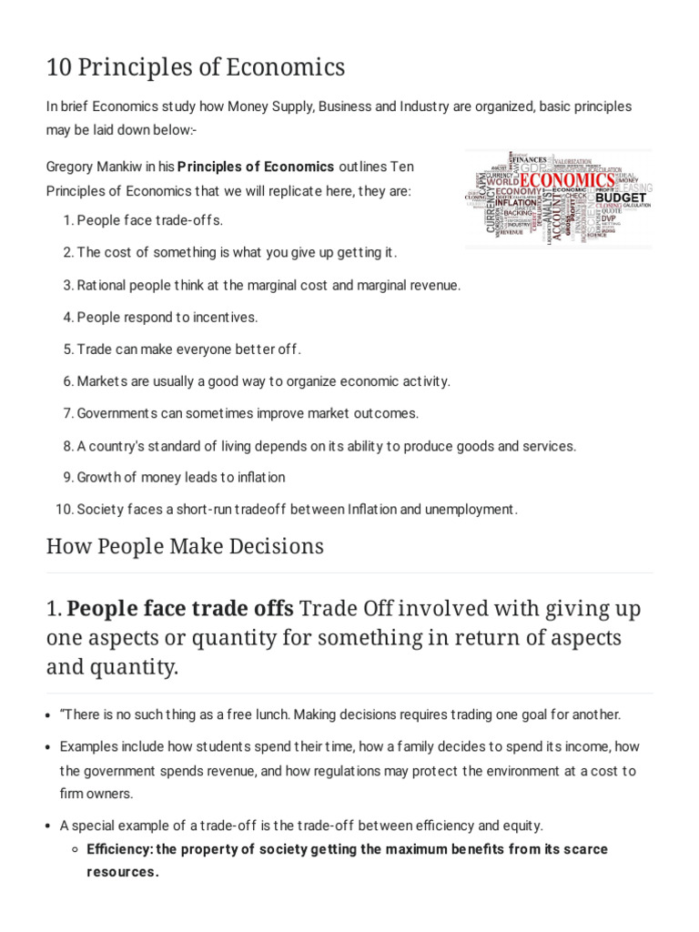 10 Principles of Economics | PDF | Market (Economics) | Business