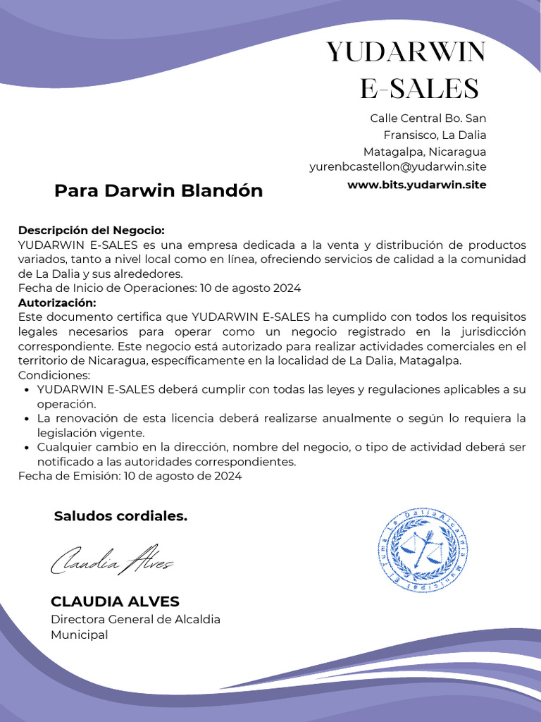 Documento A4 Carta Corporativa Empresa Moderna Creativa Azul | PDF