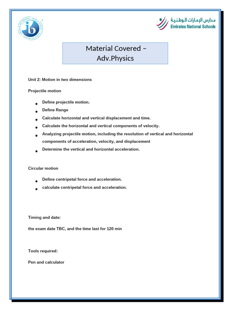 Study - Guide - Adv - PHY 2023u | PDF