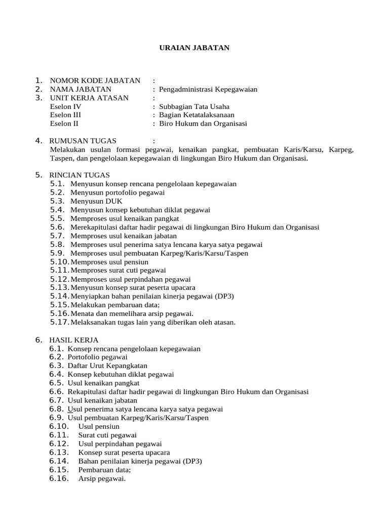 Contoh Uraian Jabatan 1 | PDF