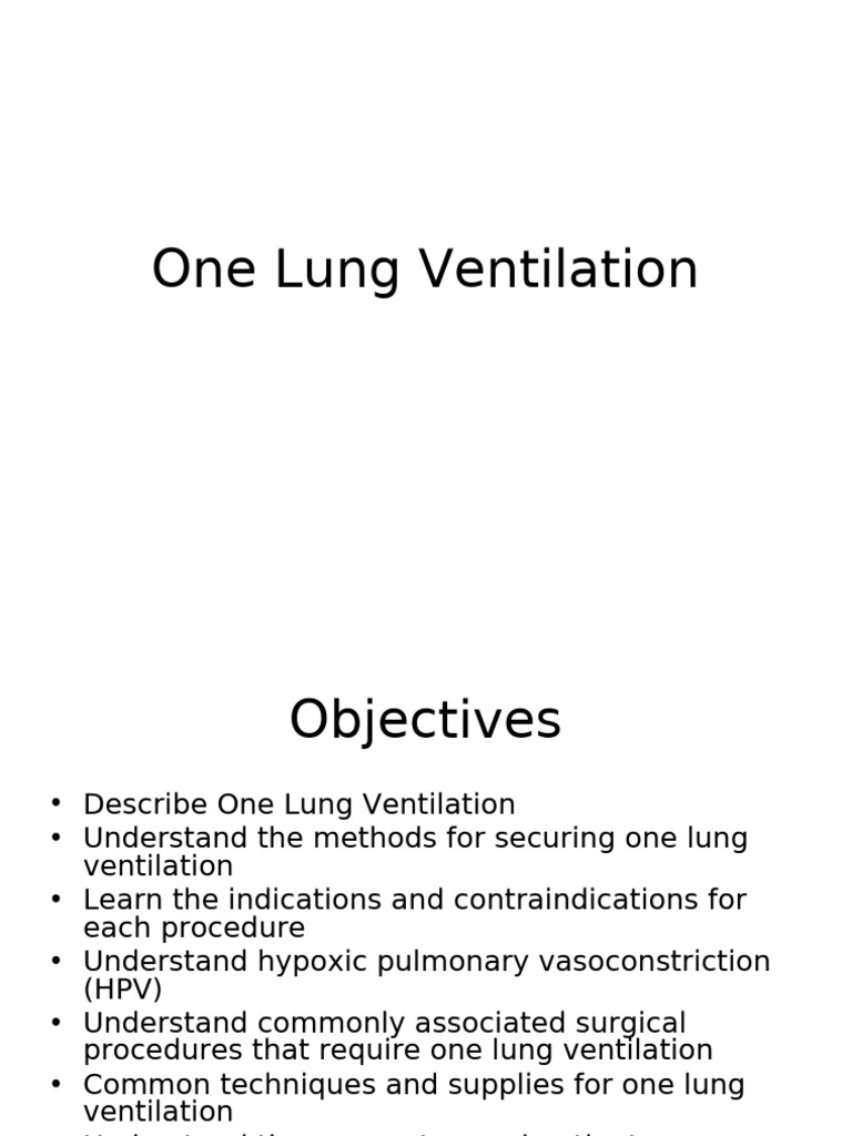 One Lung Ventilation 1 | PDF