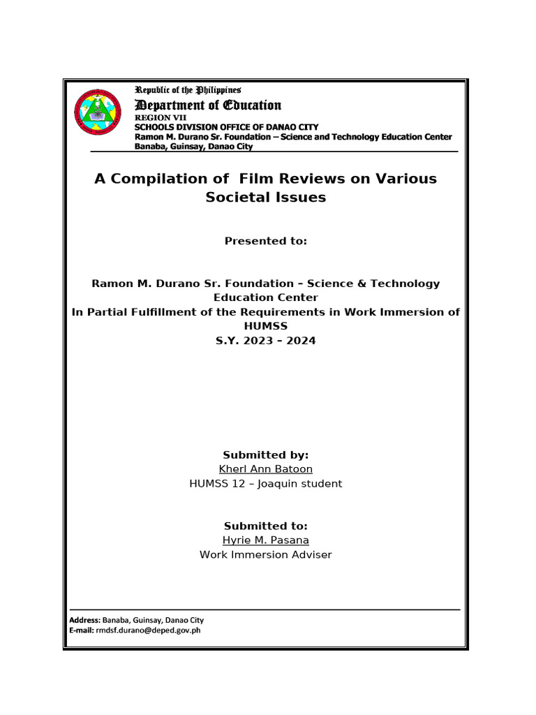 Cover Page Title Page Table of Contets Rationale Acknowledgement 1 ...