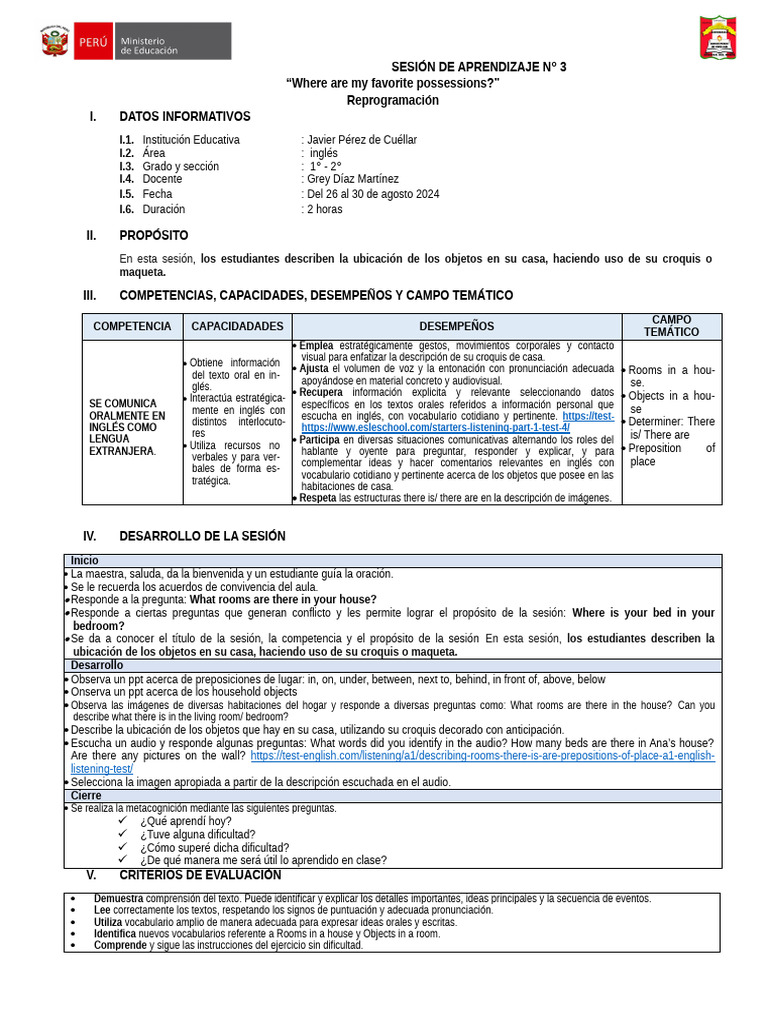 Sesión de Aprendizaje 3_III BIM_Reprogramada | PDF