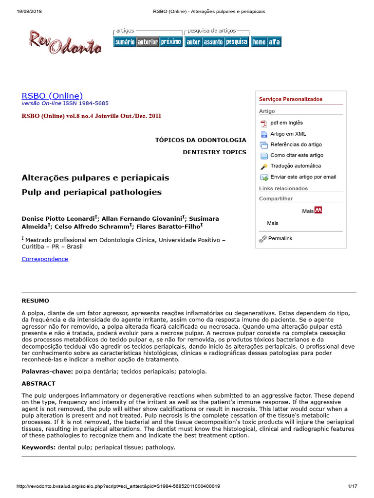 Artigo Pulpopatias | PDF
