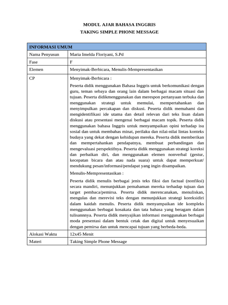 Modul Ajar Observasi Periode Bing | PDF