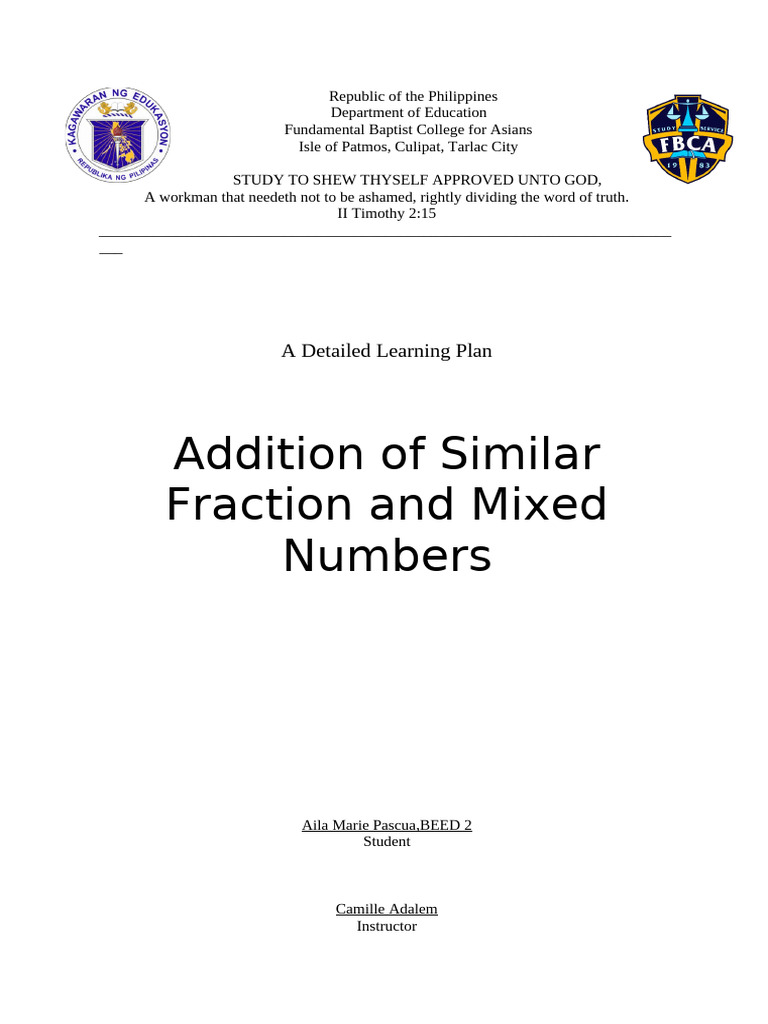 ADDITION-OF-SIMILAR-FRACTION-AND-MIXED-NUMBERS | PDF