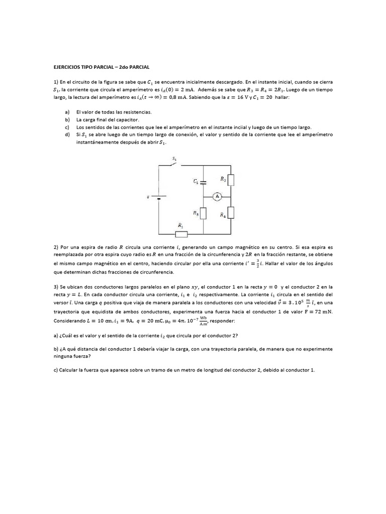 Ejercicios Tipo Parcial 2do Parcial | PDF | Corriente eléctrica | Resistencia Eléctrica y ...