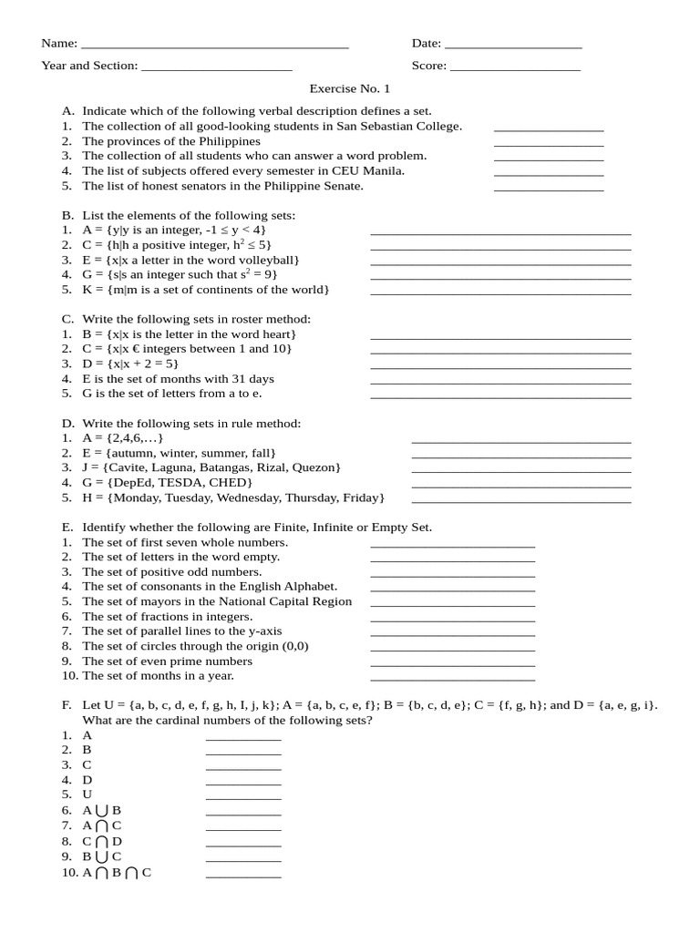 Seatwork No. 1 and 2 Math 101 | PDF
