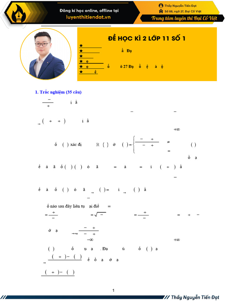 Đề HK2 - Số 1 | PDF