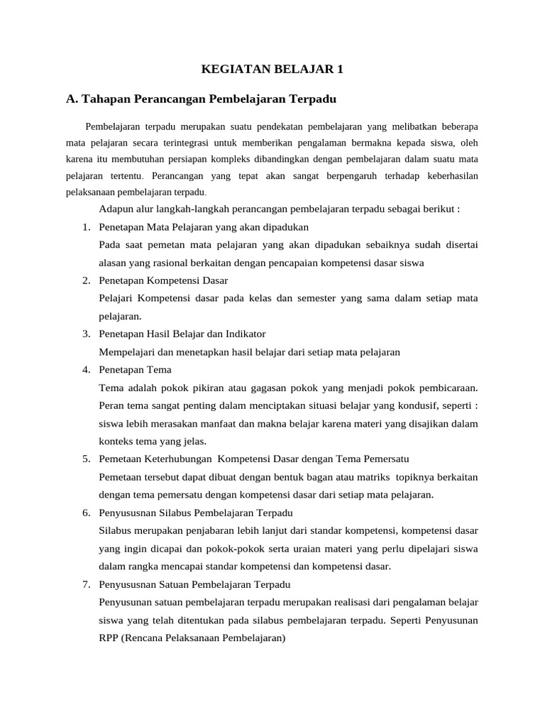 Resume Modul 4 Pembelajaran Terpadu | PDF